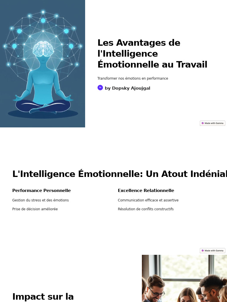Les Avantages de LIntelligence Emotionnelle Au Travail | PDF