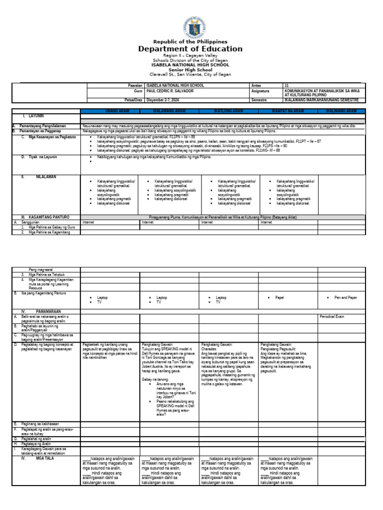 DLL Week 4 Filipino | PDF