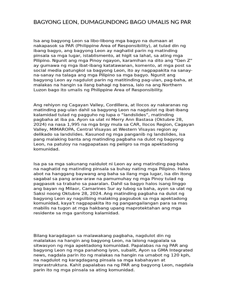 Bagyong Leon | PDF