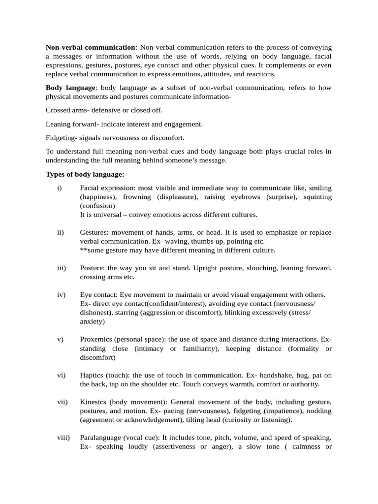 Understanding Non-Verbal Body Language | PDF | Nonverbal Communication ...
