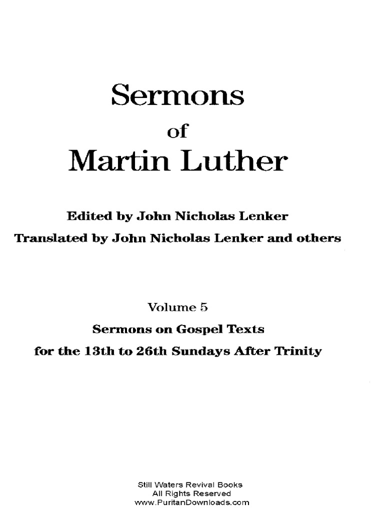 Sermons of Martin Luther - Vol. 5 - Martin Luther | PDF | Jesus | Ten ...
