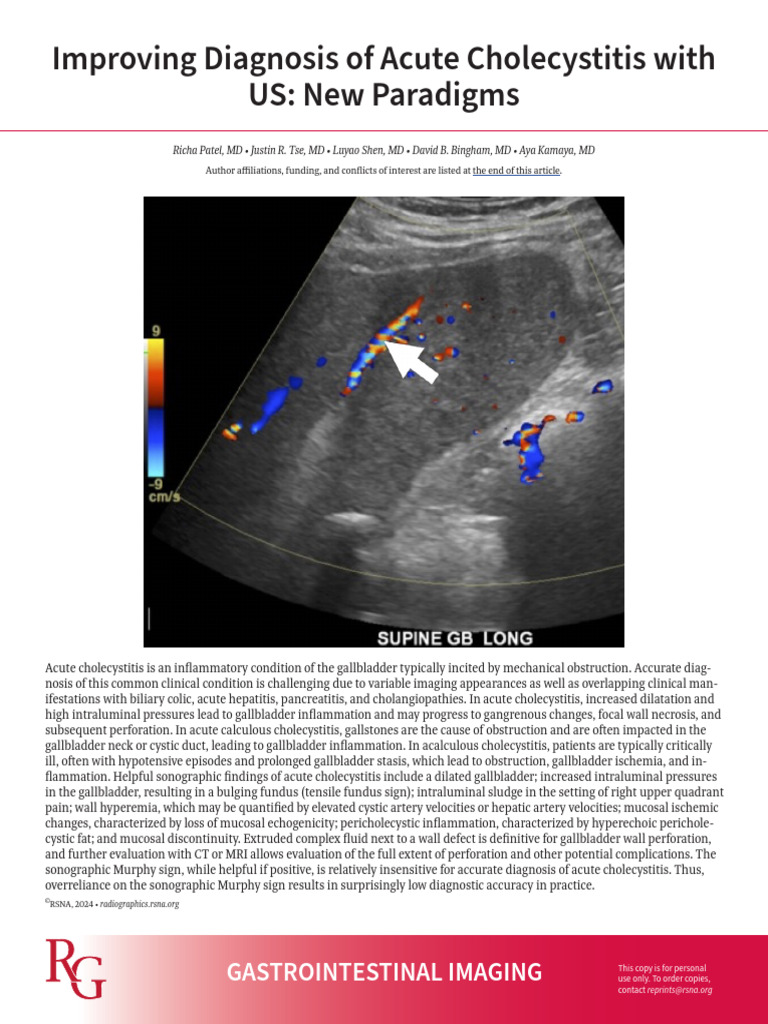 Enhancing US Diagnosis of Acute Cholecystitis | PDF | Gallbladder | Liver