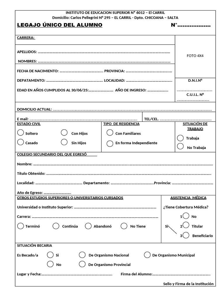 Legajo Unico Del Alumno | PDF