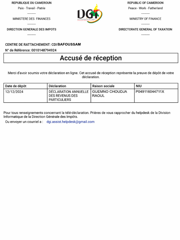 Accuse de Reception Raoul | PDF