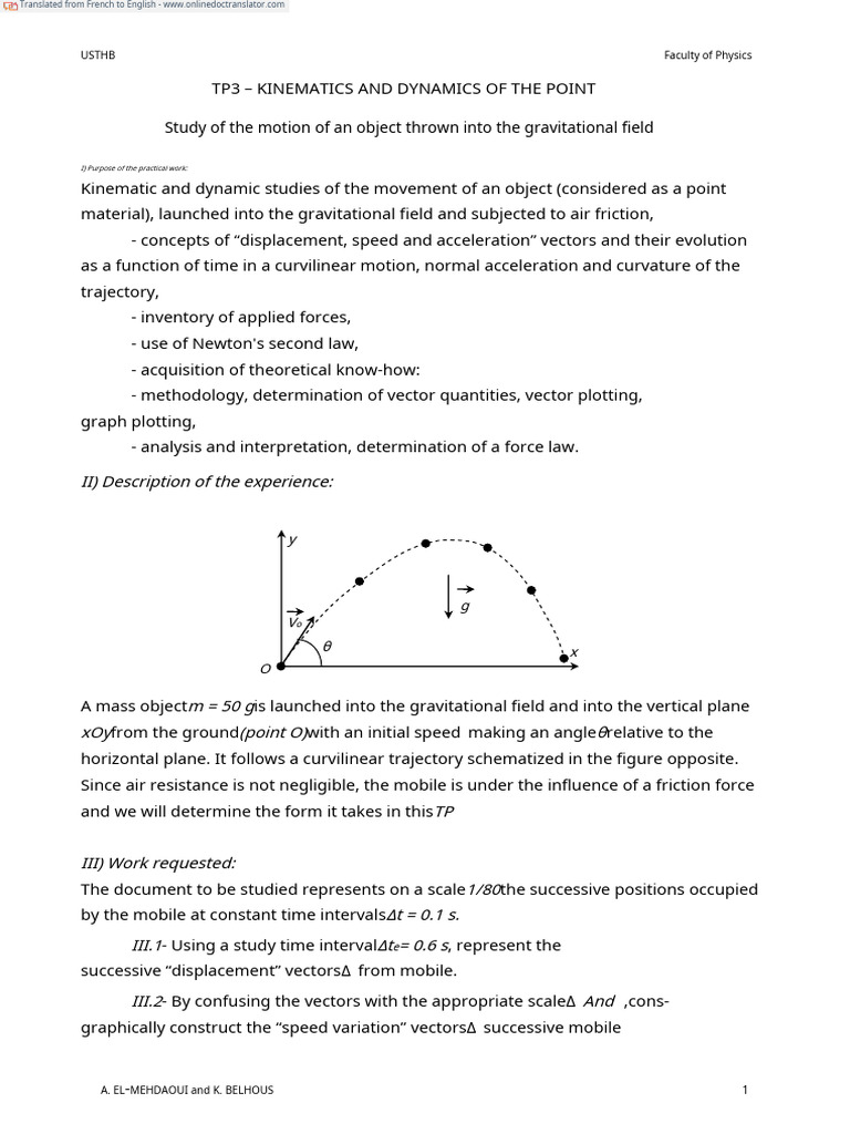 Tp3 - Dynamique 2eme Loi de Newton | PDF | Force | Kinematics