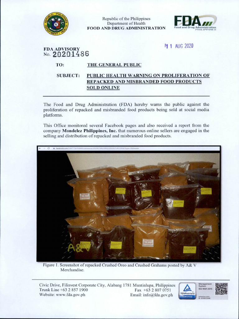 FDA Advisory No.2020 1486 | PDF