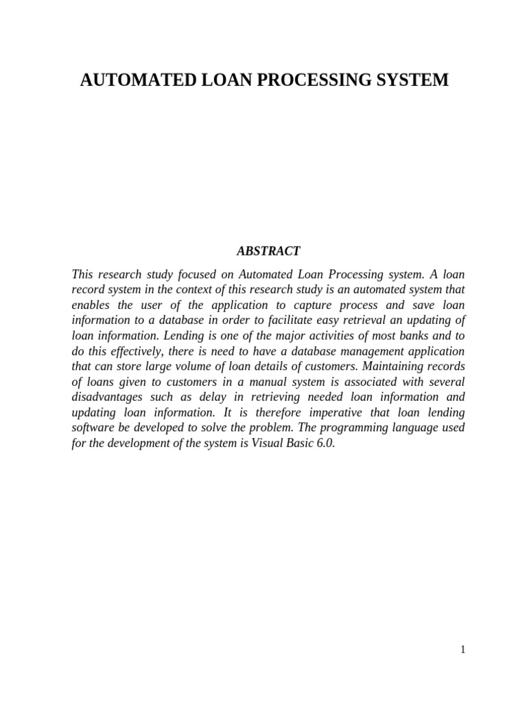 Automated Loan Processing System | PDF | Debt | Banks