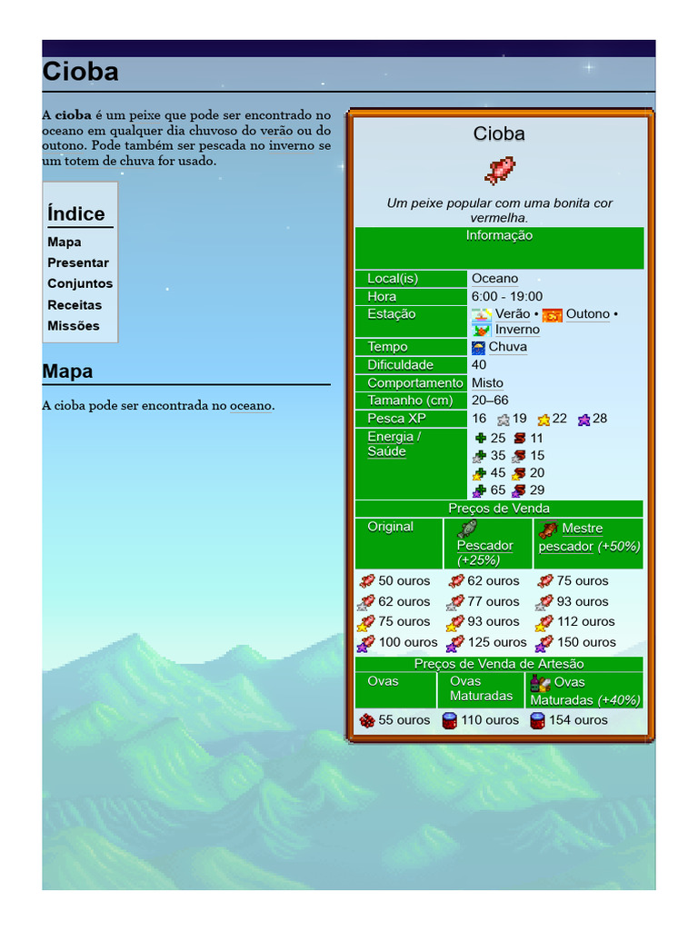 Cioba - Stardew Valley Wiki - Português | PDF | Indústria pesqueira ...