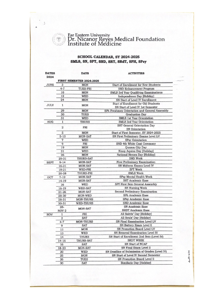 School Calendar AY 2024 2025 As of June 182024 | PDF
