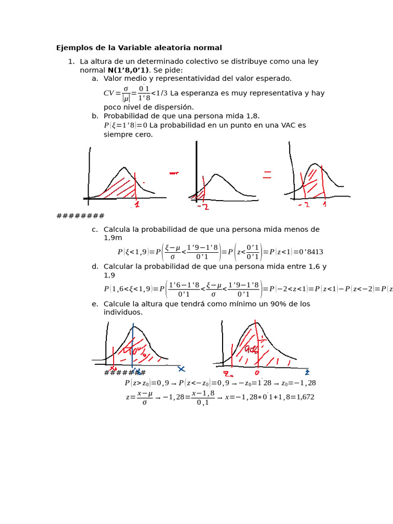 ADE Mañana Ejemplos de La Variable Aleatoria Normal | PDF | Teoría ...