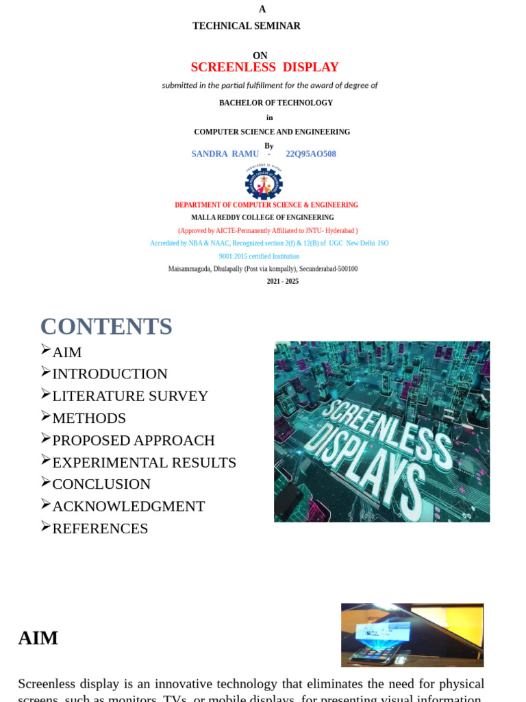 Screenless - Display Seminar Ppt2 | PDF | Augmented Reality | Holography