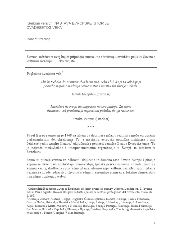 Robert Stradling - Nastava Evropske Istorije XX Veka | PDF
