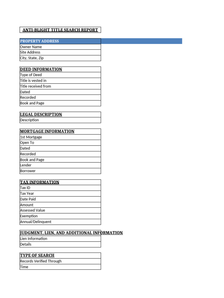 Anti Blight Title Search Report | PDF