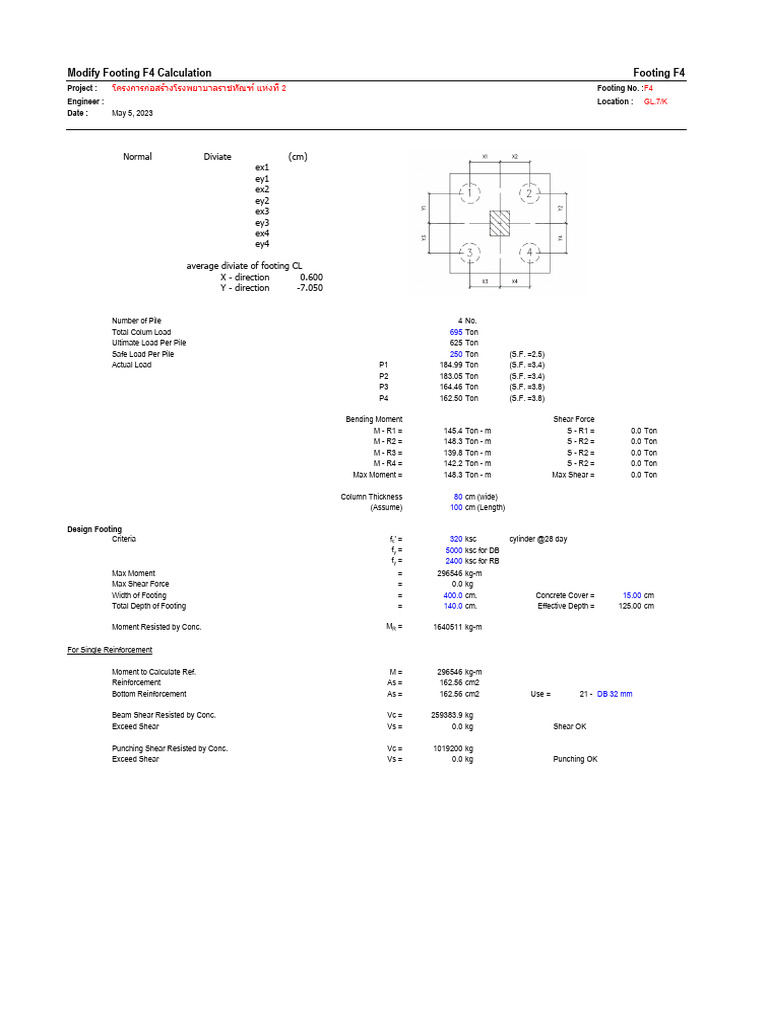 Modified Footing F4 (GL.7-K)_05-05-2023 | PDF | Continuum Mechanics ...