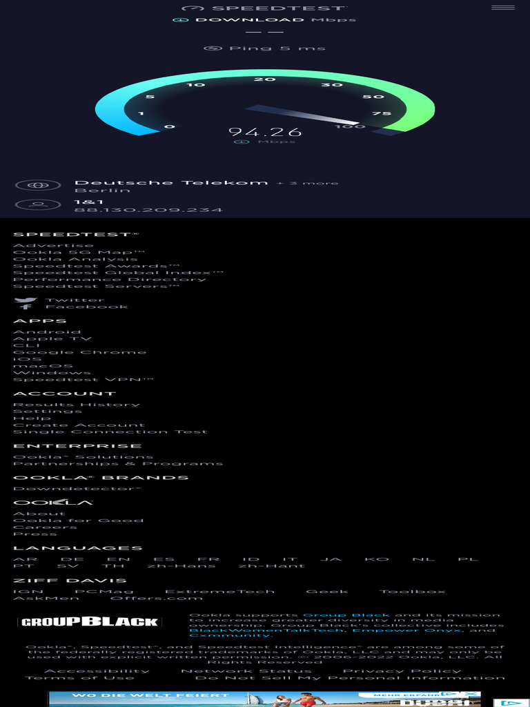 Speedtest by Ookla - The Global Broadband Speed Test | PDF