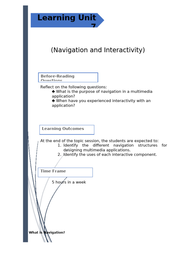 Multimedia Navigation and Interactivity Guide | PDF | Menu (Computing) | Button (Computing)