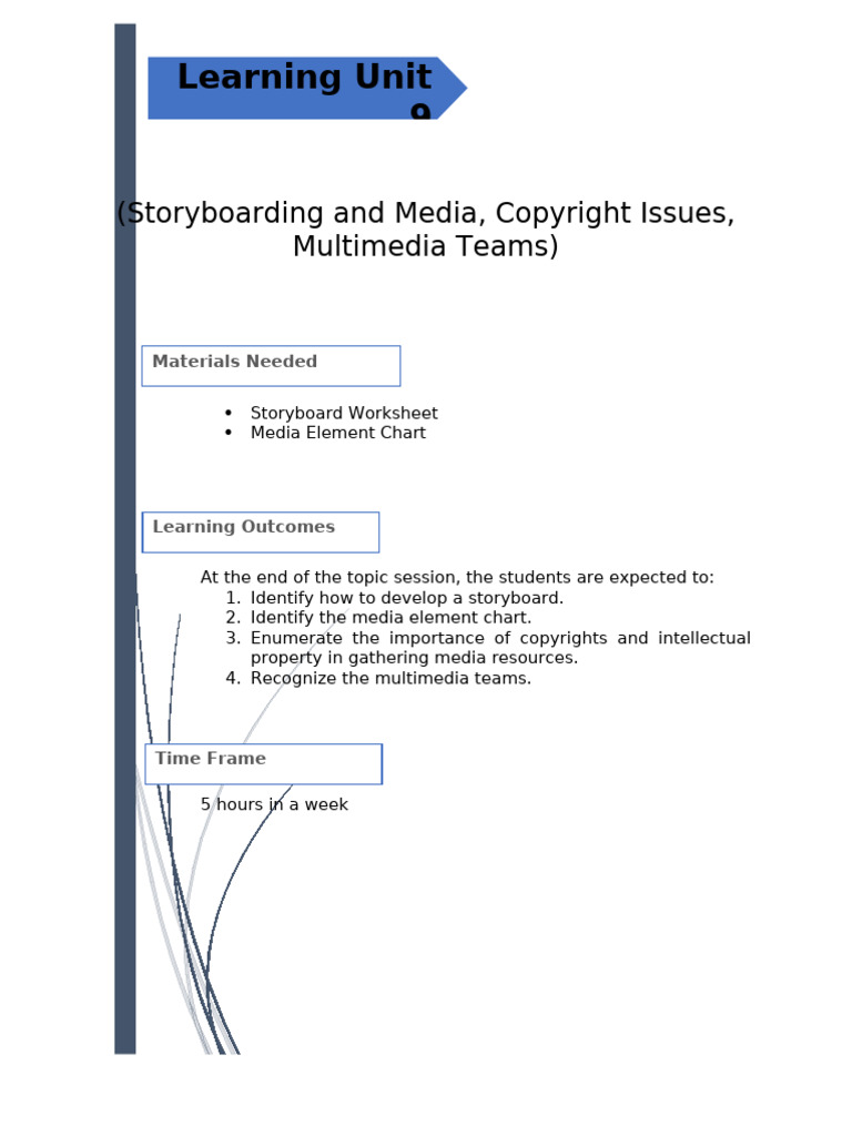 Lesson 9 - Storyboarding and Media | PDF | Copyright | Multimedia