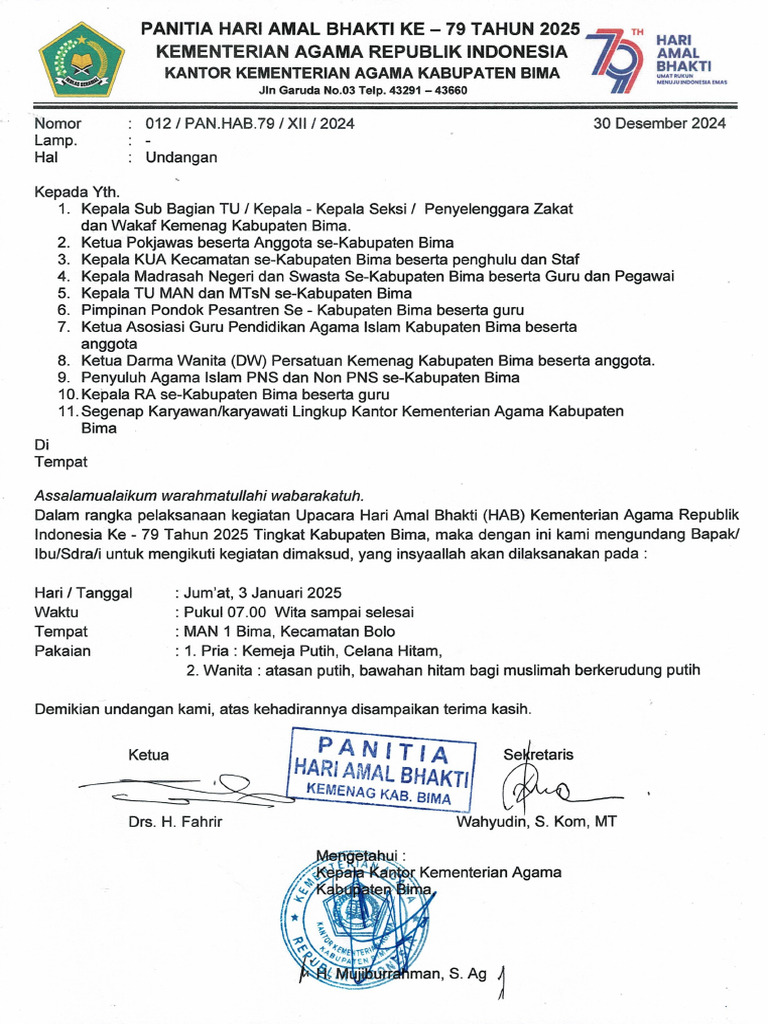 Undangan Upacara HAB-79 tahun 2025 | PDF