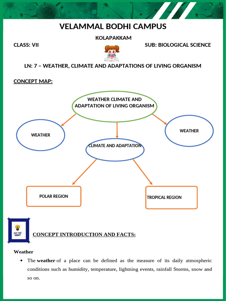 Grade 7 Science: Weather & Adaptations | PDF | Tropics | Weather