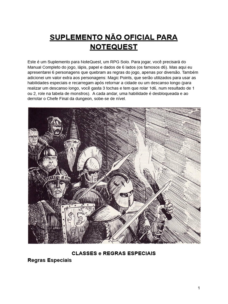 Suplemento para NoteQuest RPG | PDF | Jogos de RPG