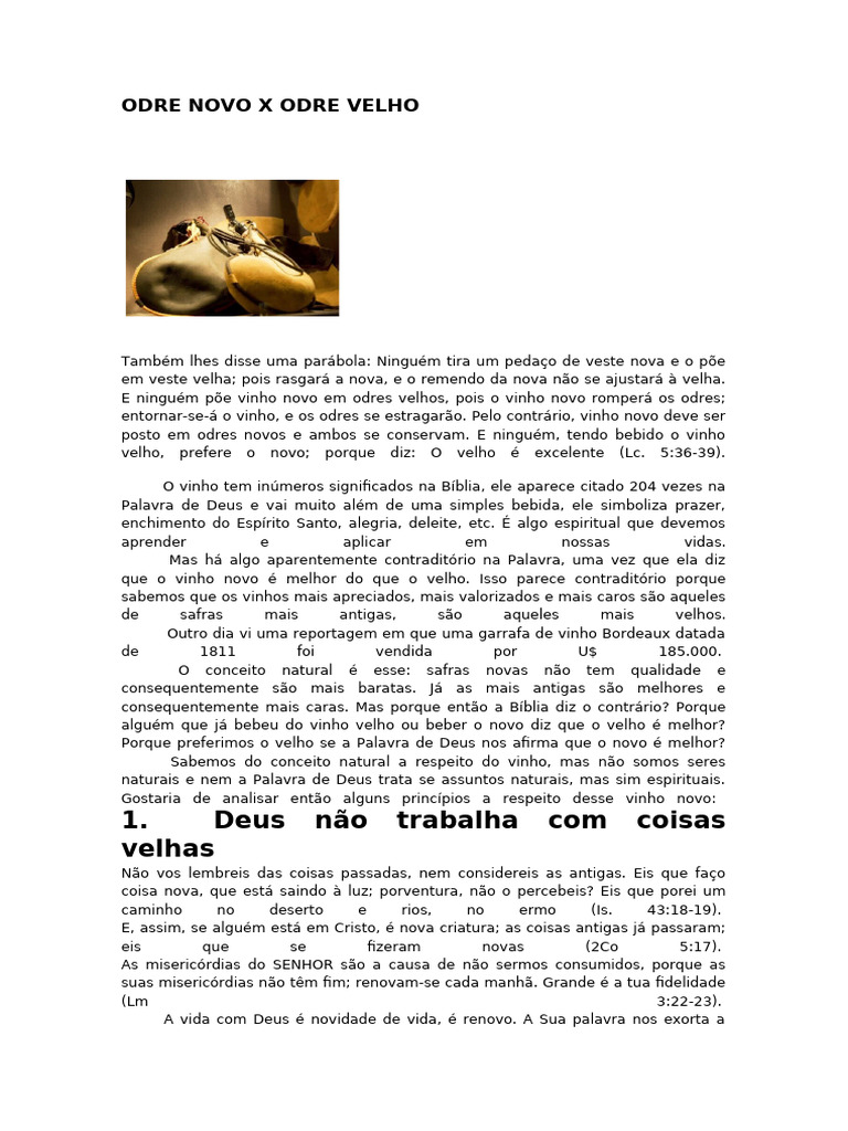 ODRE NOVO X ODRE VELHO | PDF | Vinhos | Deus