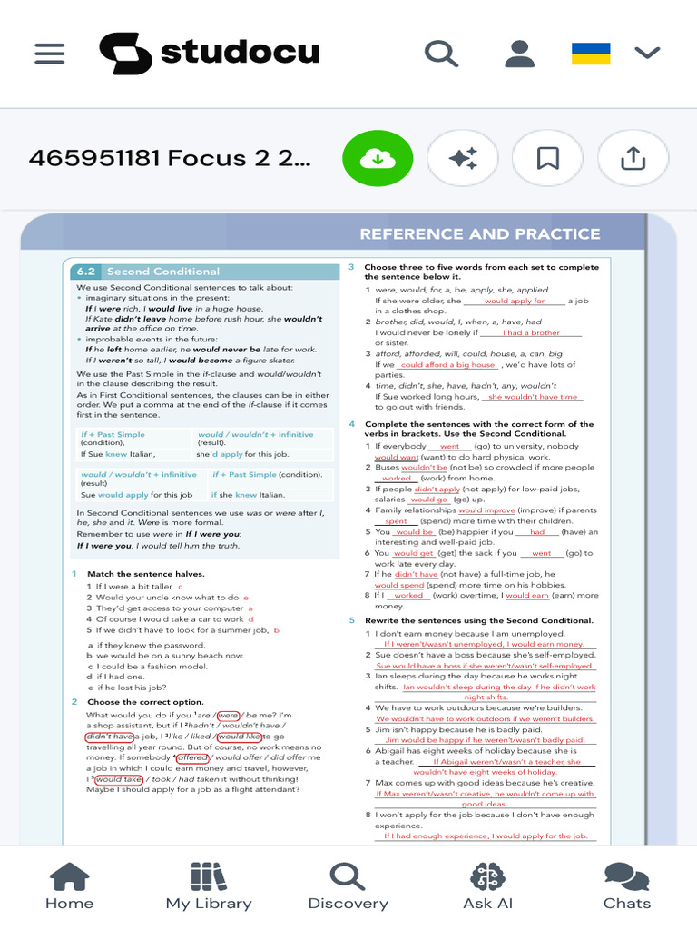 Focus 2 Student Book Answer Key | PDF | Language Mechanics | Syntax