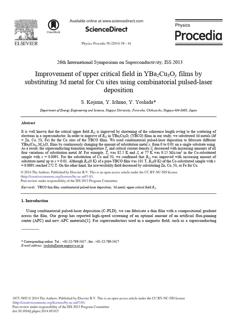 Improvement of Upper Critical Field in YBa2Cu3Oy Films by Substituting ...