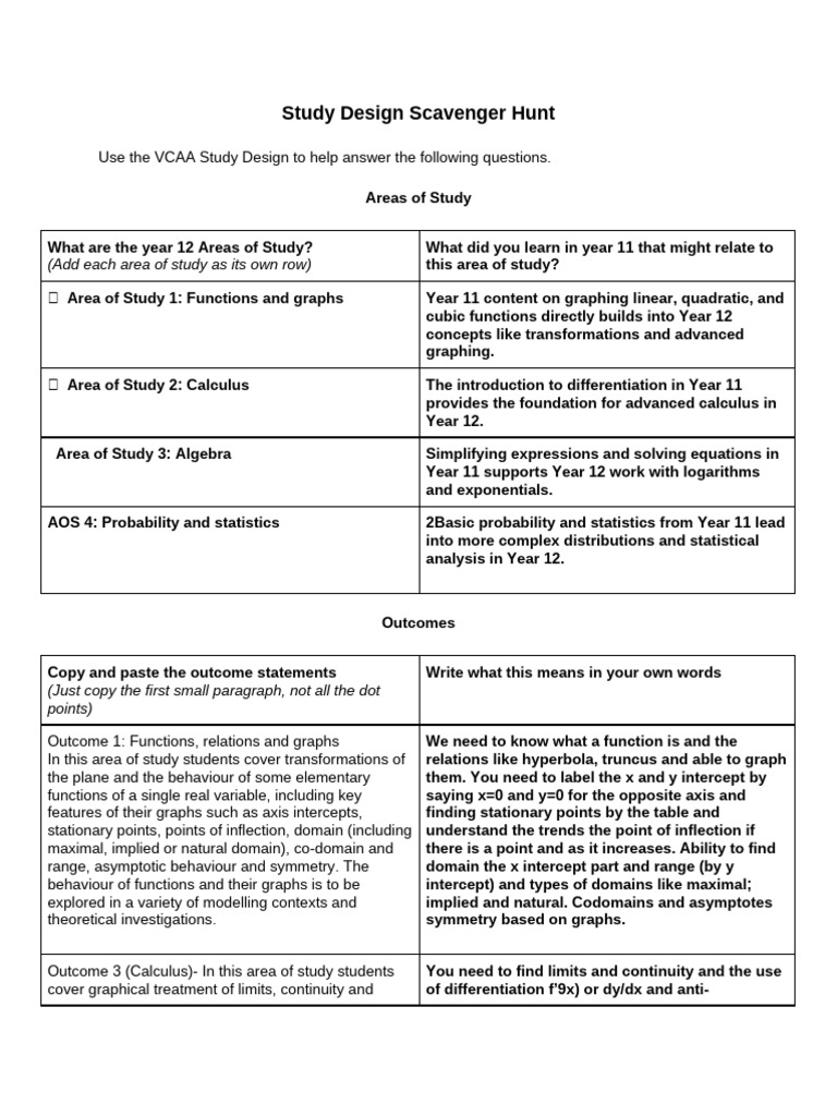 Study Design Scavenger Hunt (2) | PDF | Function (Mathematics) | Equations