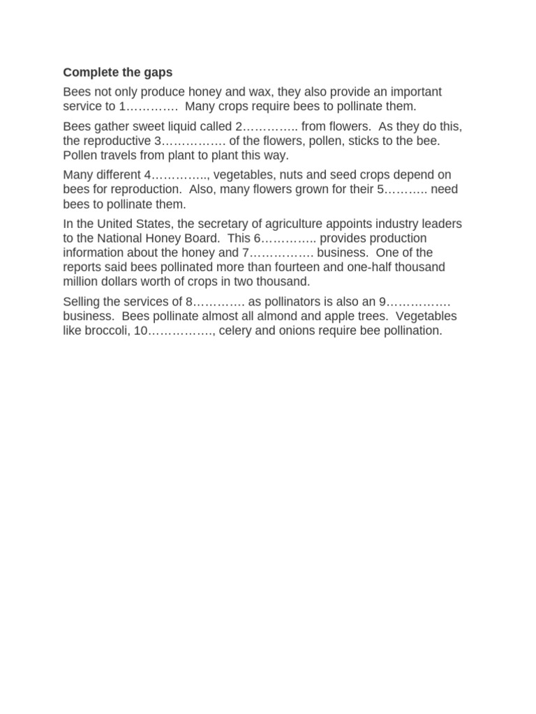 Complete the Gaps (1) | PDF