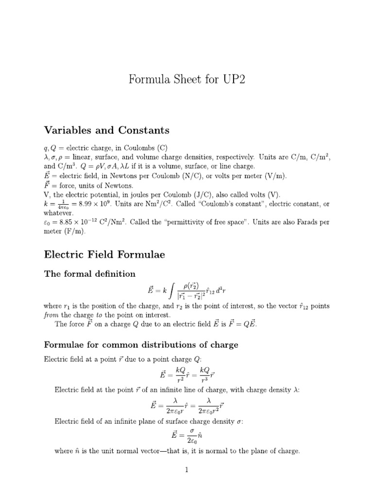 Equation Sheet | PDF