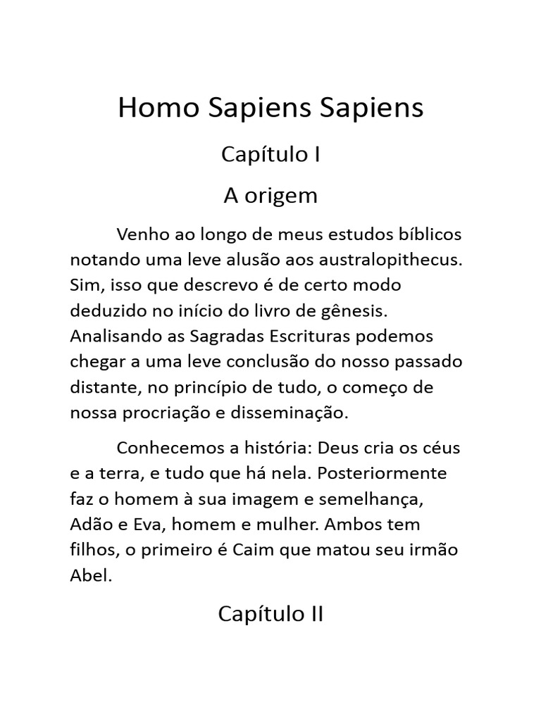 Homo Sapiens Sapiens | PDF | Adão e Eva | Gênesis (livro)