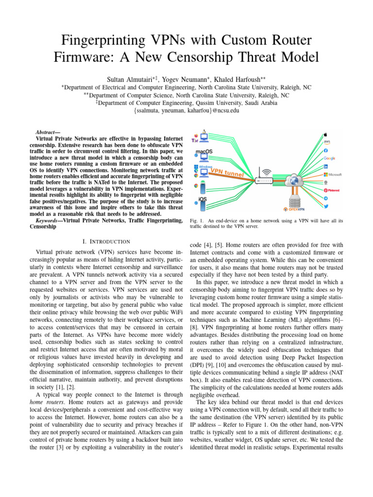 Fingerprinting VPNs With Custom Router Firmware: A New Censorship Threat Model | PDF | Virtual ...