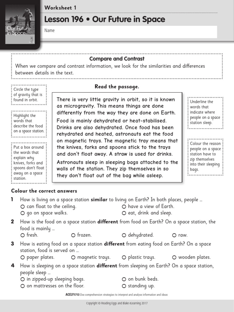 Year 6 Comprehension Worksheet 16 | PDF | Moon | Earth