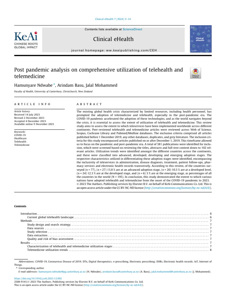 Post Pandemic Analysis On Comprehensive Utilization of Tele 2024 | PDF ...