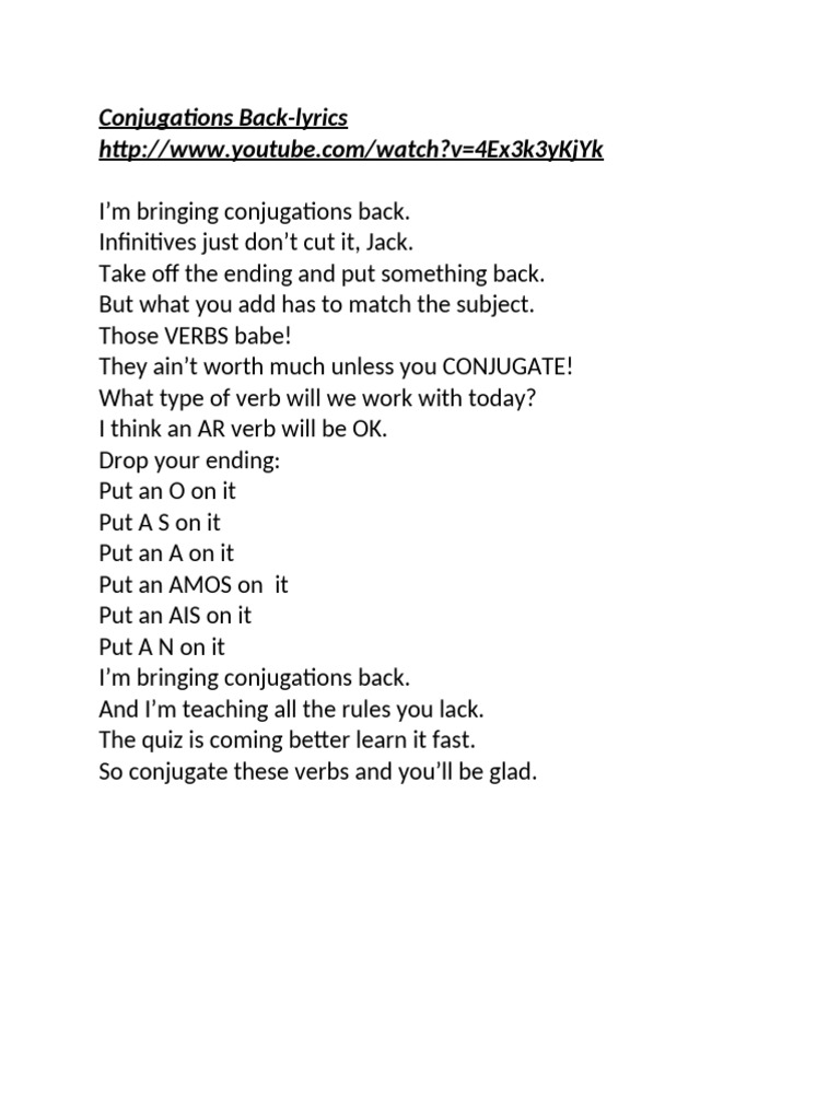 Conjugation Rules for Spanish Verbs | PDF