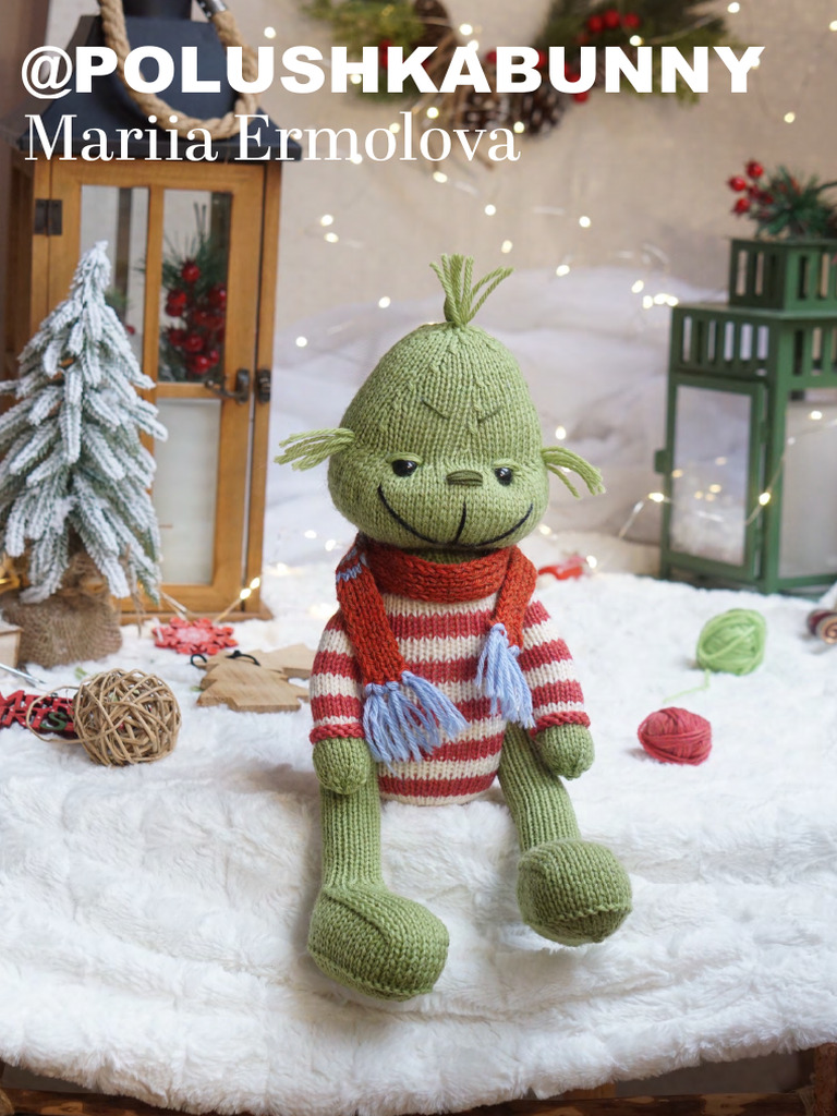 US Knitting Pattern Grinch Mariia Ermolova POLUSHKABUNNY 1 | PDF | Knitting | Basic Knitted Fabrics
