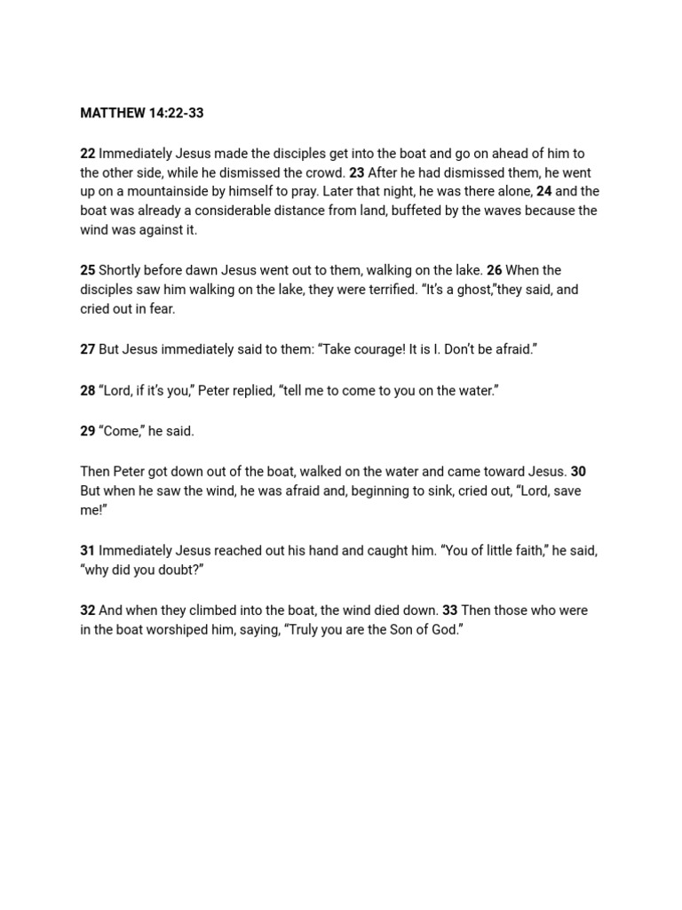 Jesus Walks on Water: Matthew 14 Insights | PDF