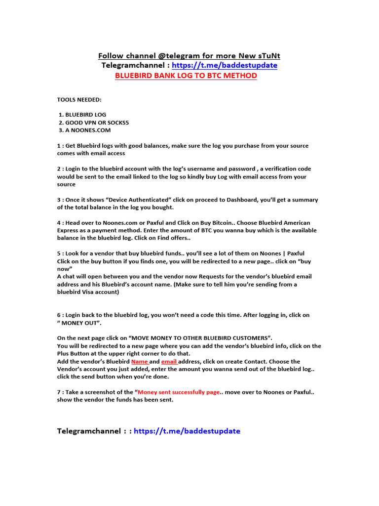 Bluebird Log to btc method@BADDESTUPDATE.pdf | PDF | World Wide Web | Internet & Web