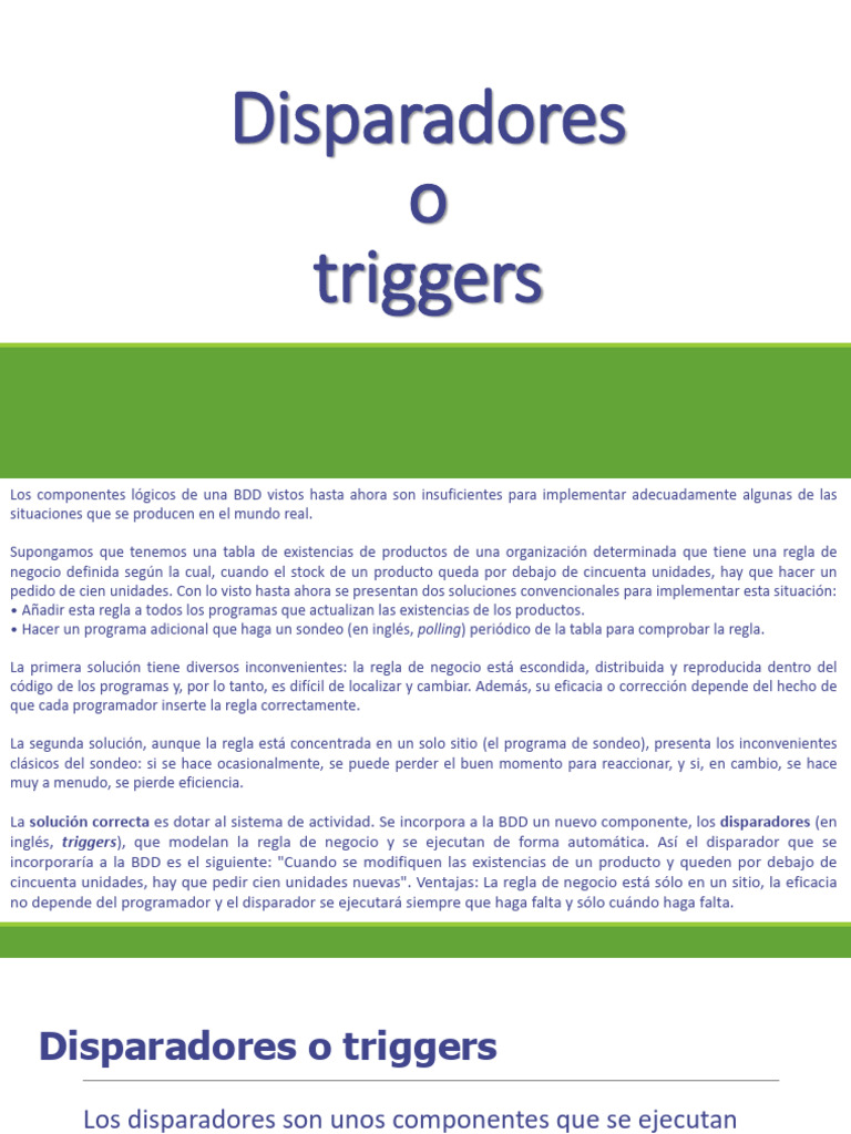 UD6 PLSQL3 - Disparadores o Triggers | PDF | SQL | Software de gestión de datos