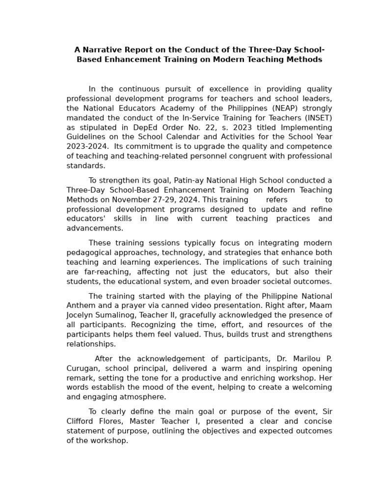 SUMMARY REPORT | PDF | Learning | Teaching Method