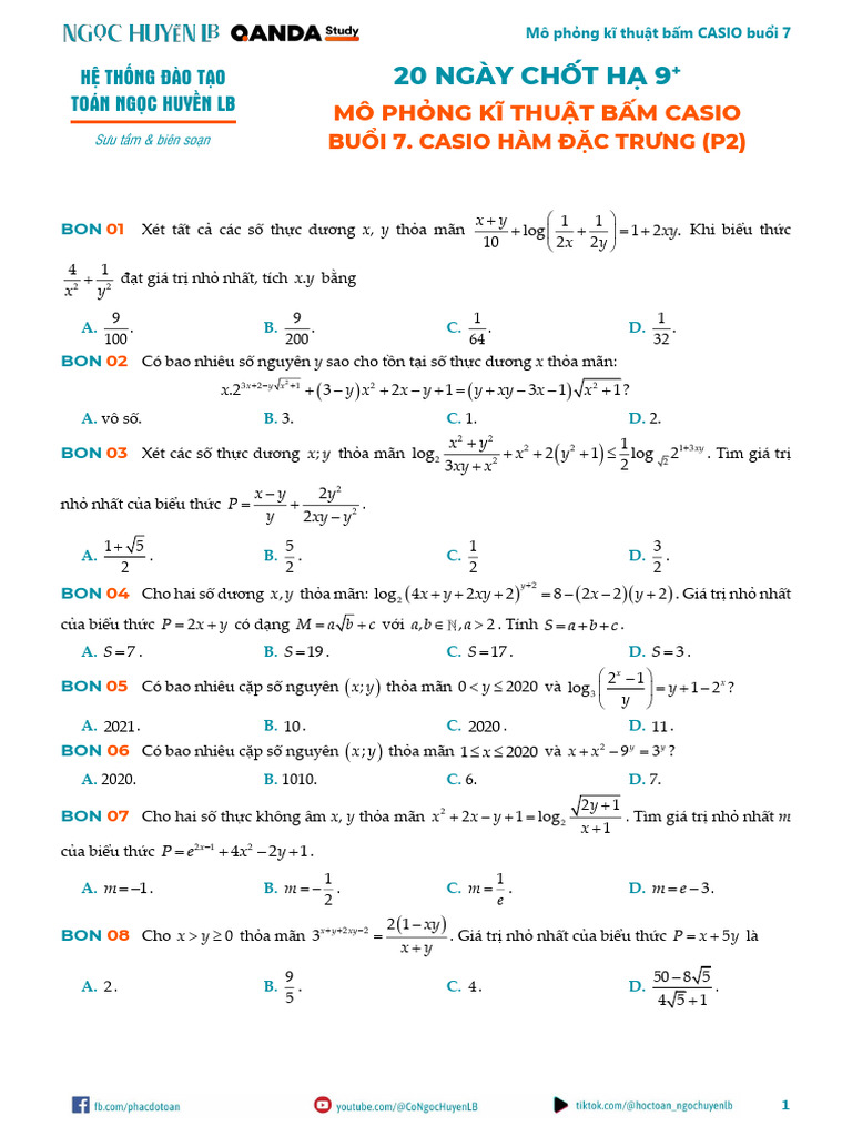 [Ngọc Huyền LB] Mô phỏng kĩ thuật bấm CASIO giải toán VD-VDC buổi 7. Casio hàm đặc trưng (phần 2 ...