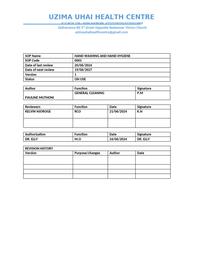 HAND WASHING SOP | PDF | Hand Washing | Hygiene