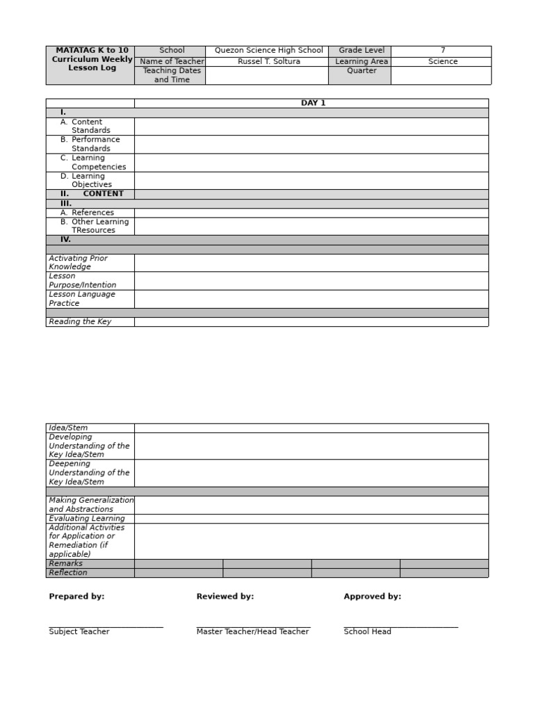 MATATAG Lesson Exemplar | PDF