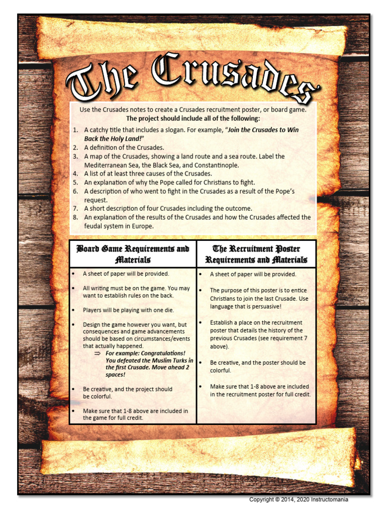 TheCrusadesGameorPosterMiddleAgeslFunMedievalEuropeProjectActivity-1 ...