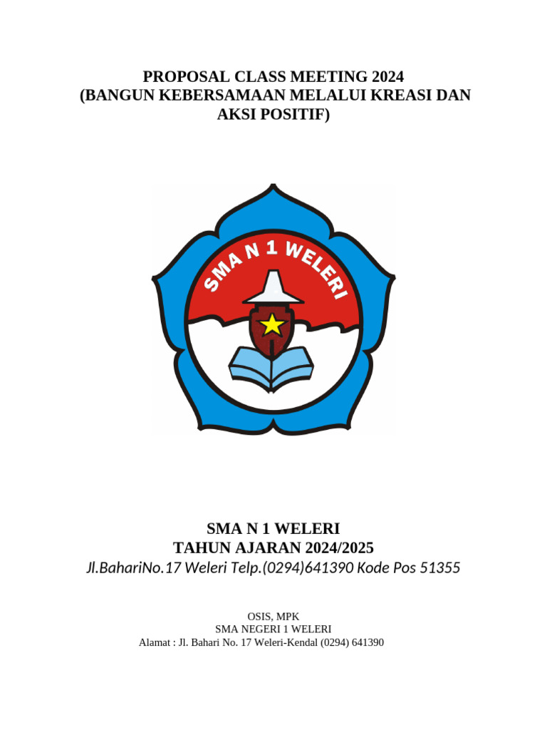 Proposal Class Meeting 2024 SMA N 1 Weleri | PDF