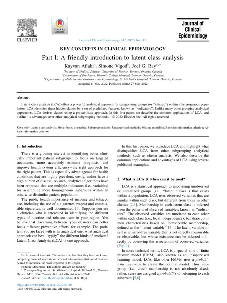 Introduction to Latent Class Analysis | PDF | Electronic Cigarette | Cluster Analysis