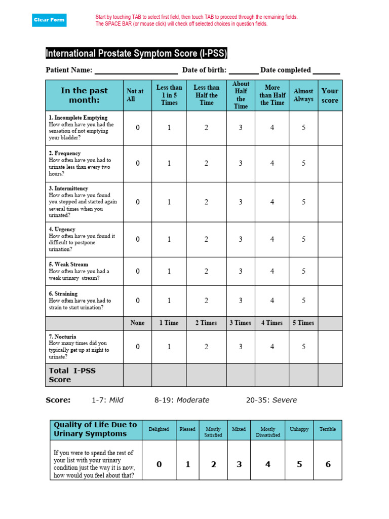 Prostate-EPIC-Symptom-Questionnaire | PDF | Urination | Erectile ...