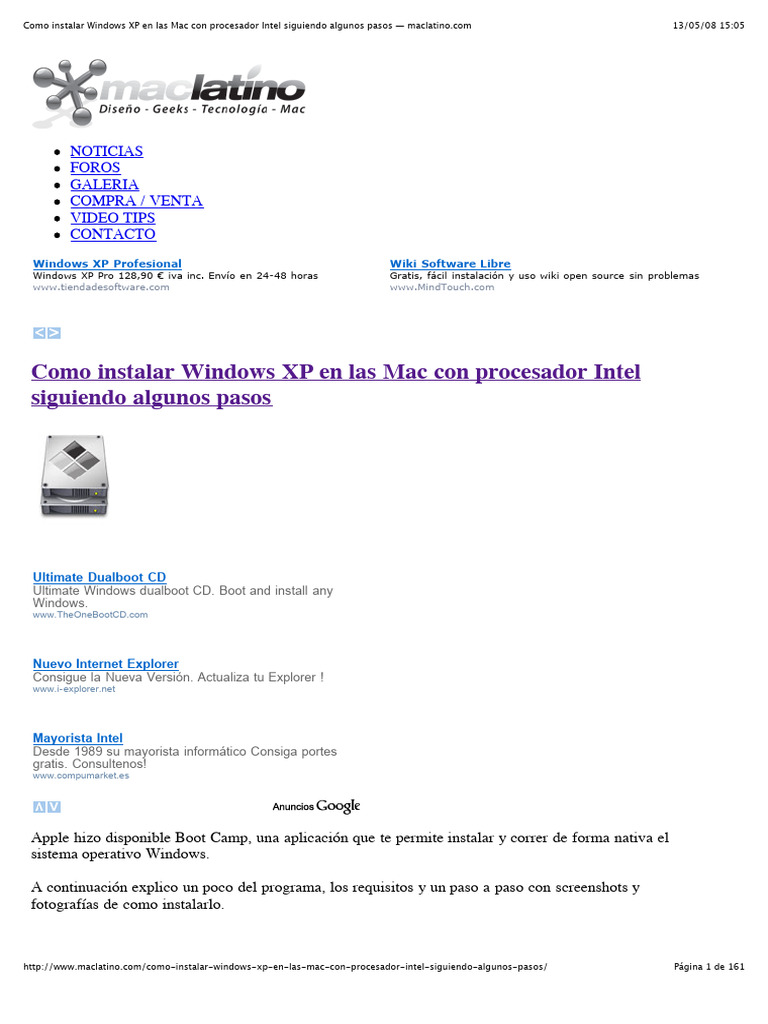 04.- Como Instalar Windows XP en Mac Con Procesador Intel | PDF | Mac OS | Windows XP