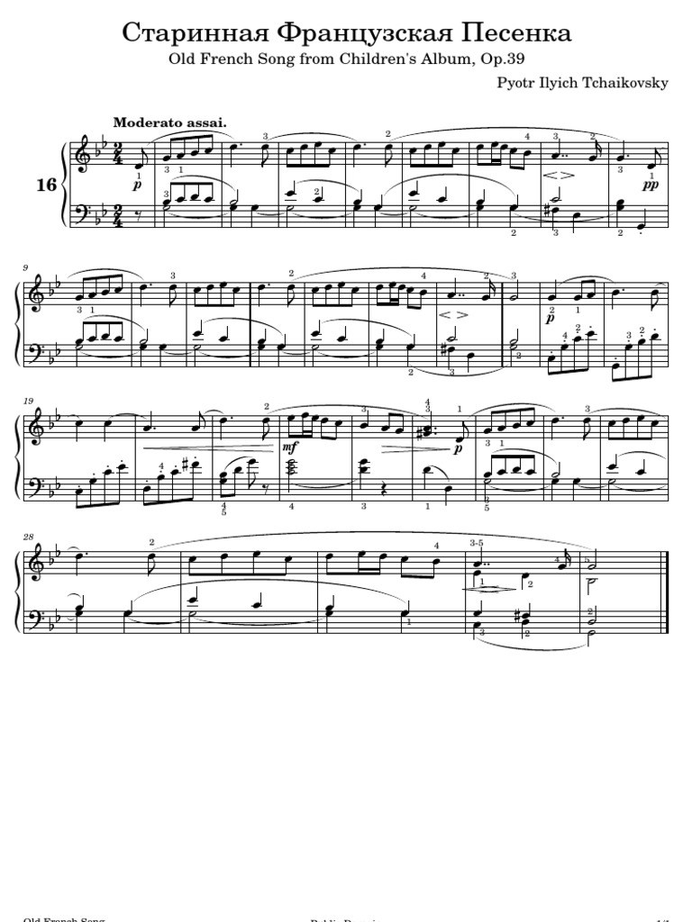 Old French Song Peter Tchaikovsky | PDF | Pyotr Ilyich Tchaikovsky | Musical Compositions