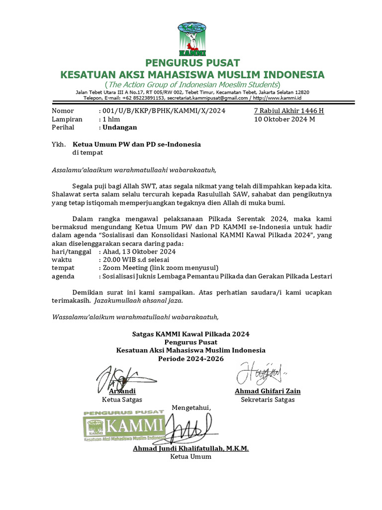 Undangan Konsolidasi Pilkada KAMMI | PDF